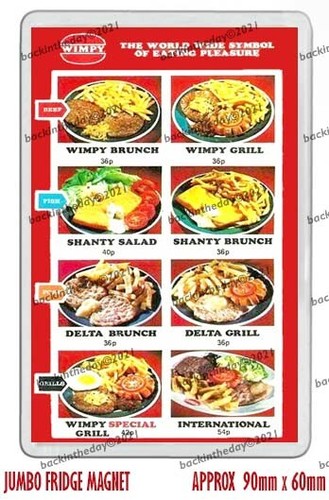 WIMPY'S RESTAURANTS ORIGINAL MENU ART NEW JUMBO FRIDGE MAGNET OR ...