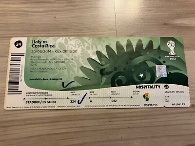 Used Ticket World Cup WC Brazil 2014 Italy Italien - Costa Rica #24 ...
