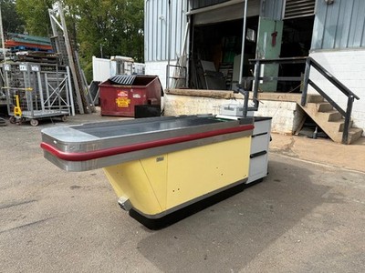 CHECKOUT COUNTER & BAG CAROUSEL Electric Belt Check Lane Grocery Store ...