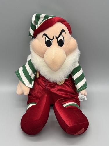 Disney Store EXCLUSIVE Grumpy Dwarf Christmas Elf Jester Plush 12" Snow ...