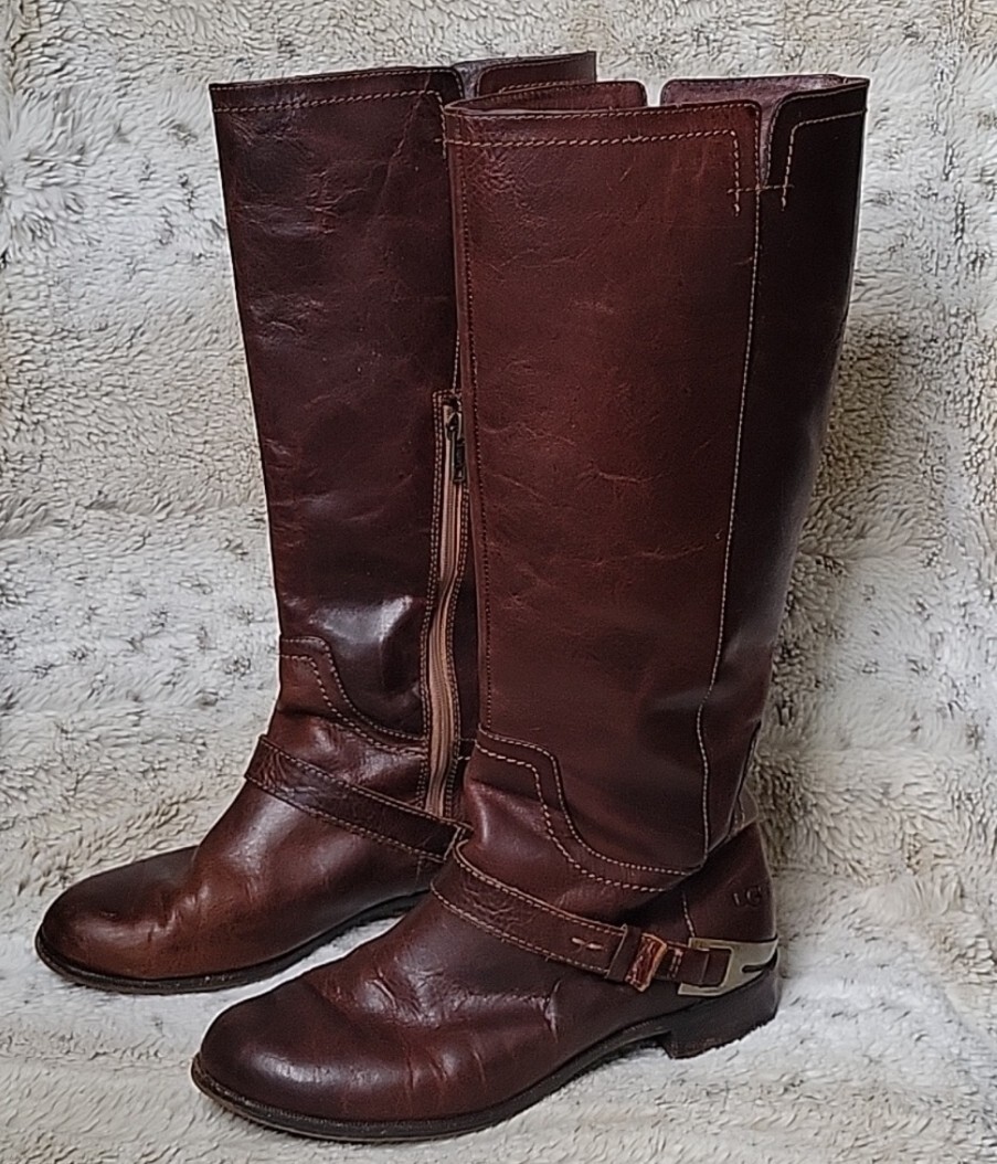 Ugg Tall Australian Leather Riding Boots Channing Brown Size 7 | eBay