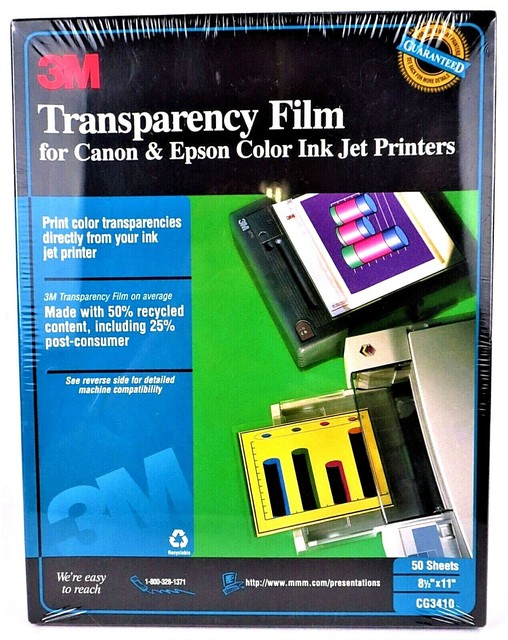 3M Transparency Film 50 Sheets for Canon and Epson Ink Jet Printers ...