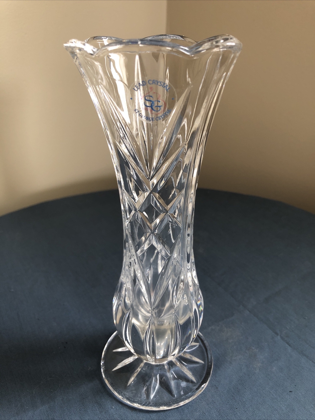 Vintage 1980s St George Toscany Crystal Pedestal Flower Bud Vase 8" | eBay