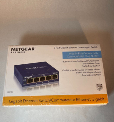 New NETGEAR 5-Port Gigabit Ethernet Unmanaged Switch GS105 606449029697 ...