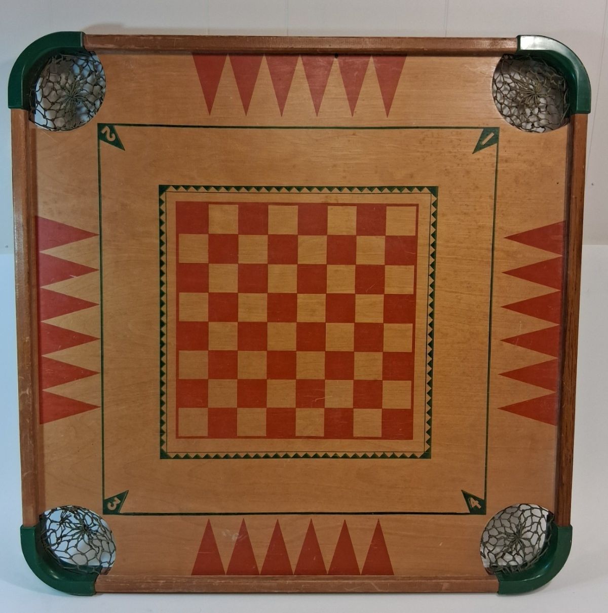 Carrom Double Sided Wooden Game Board Checkers Vintage Man Cave Board ...
