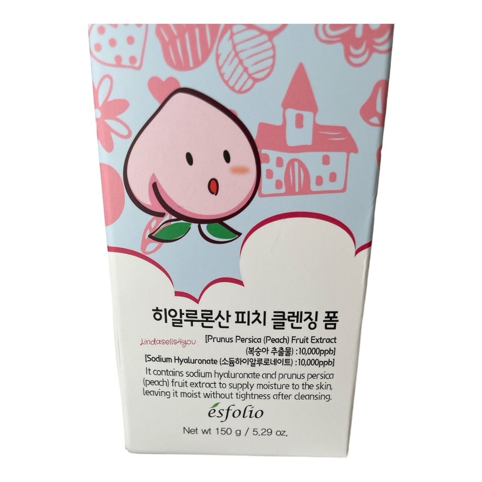 Esfolio Hyaluronic Acid with Peach Cleansing Foam Face Cleanser 5.29 oz ...