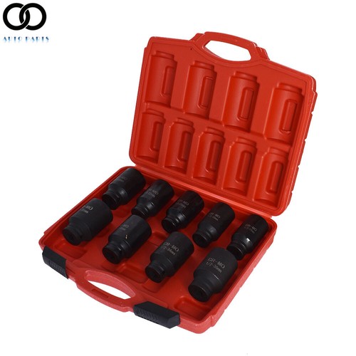 9Pcs 1/2" Drive Deep Impact Socket Set - Metric Axle Hub Nut Sockets 29 ...