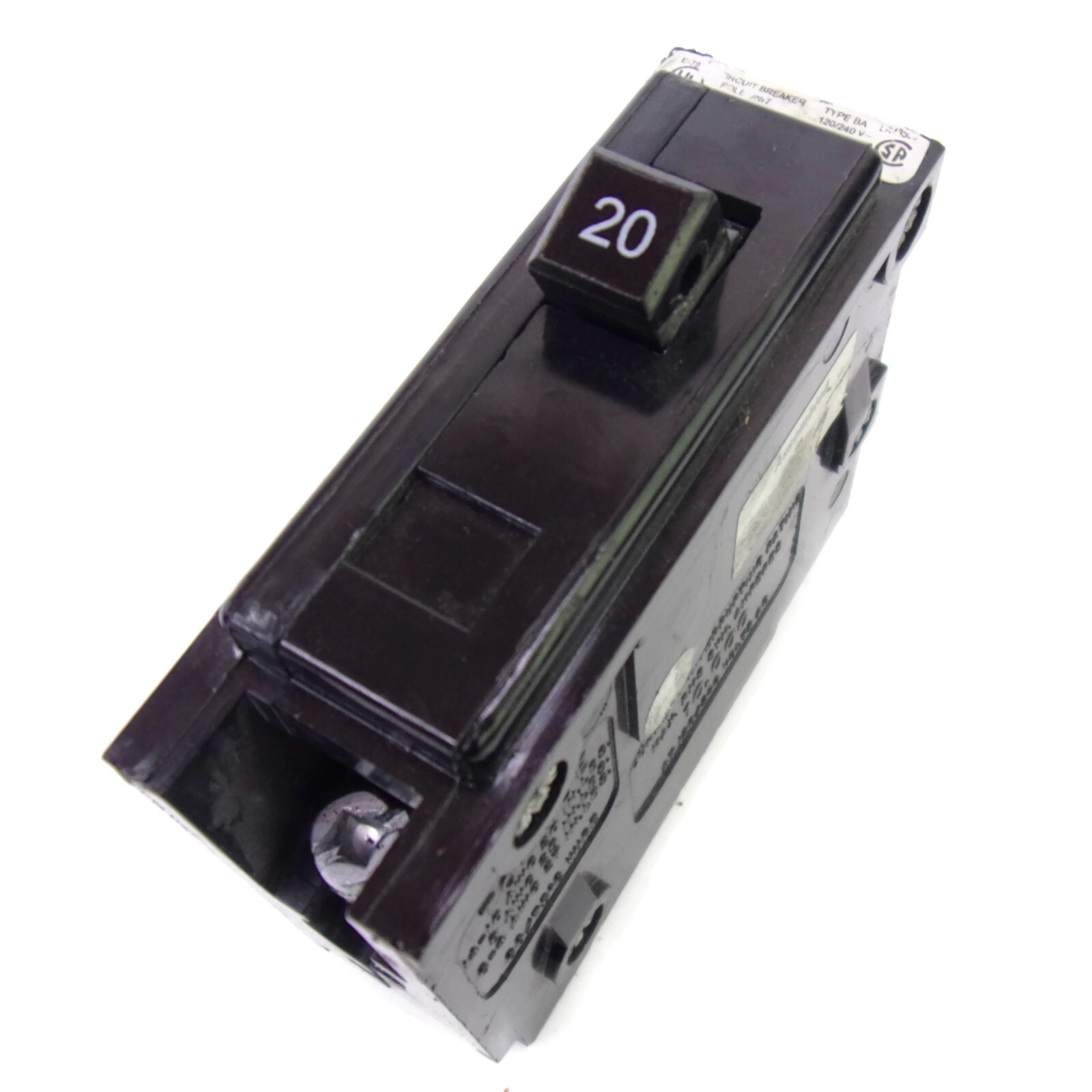Cutler Hammer Quicklag Type BA 20A 120/240VAC 1- Pole Circuit Breaker ...