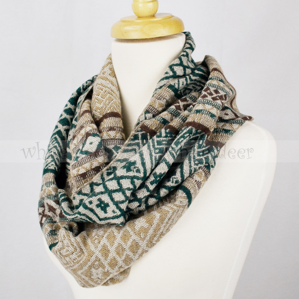 Pashmina Knit Infinity Winter Scarf Elastic Warm Geometric Pattern ...