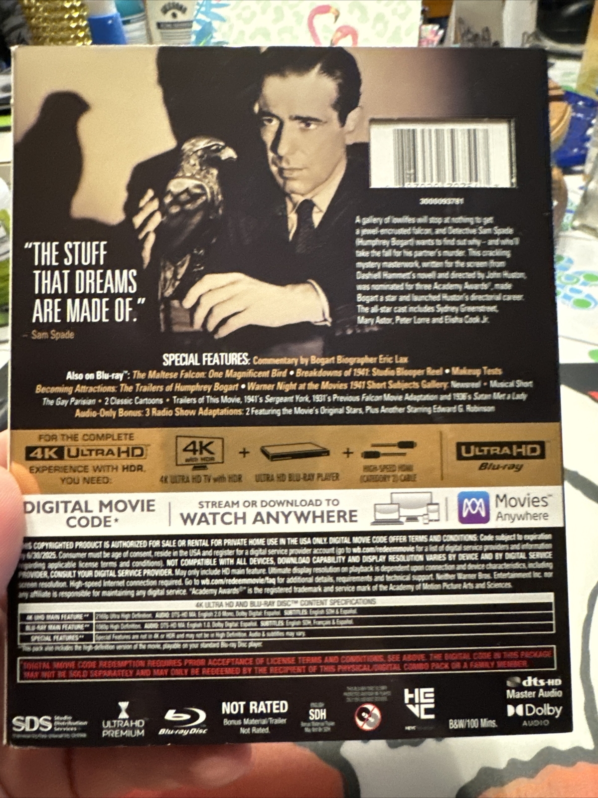 The Maltese Falcon (4K Ultra HD, Blu Ray,1941) Humphrey Bogart - Mary ...