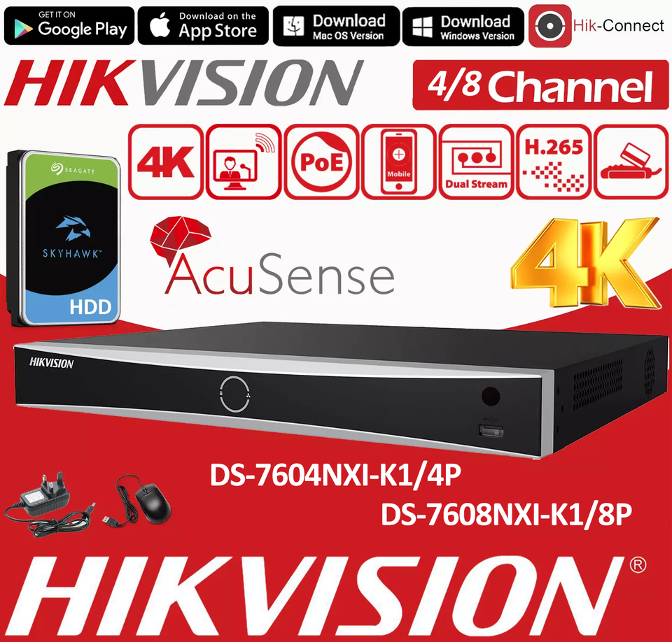 HIKVISION 8MP 4K COLORVU AUDIO MIC CCTV IP POE SYSTEM KIT NVR SMART ...