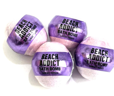 4 VICTORIA'S SECRET PINK BEACH ADDICT BATH BOMB SUNSET PAPAYA 130 g / 4 ...