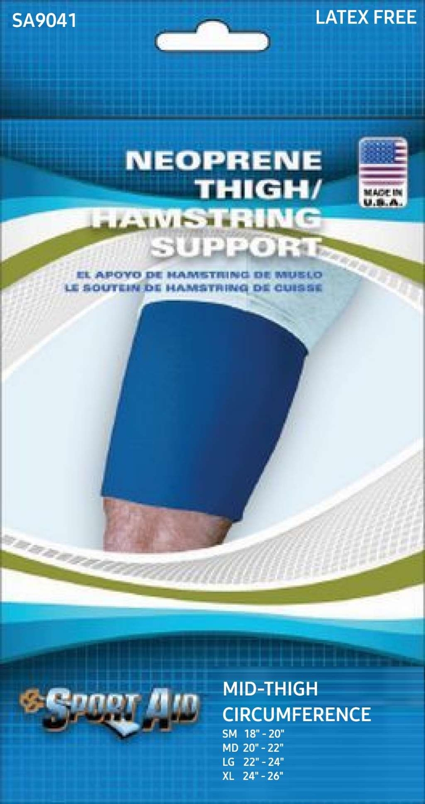 Sport Aid Neoprene Thigh/Hamstring Support Blue X-Large(24-26" Mid ...
