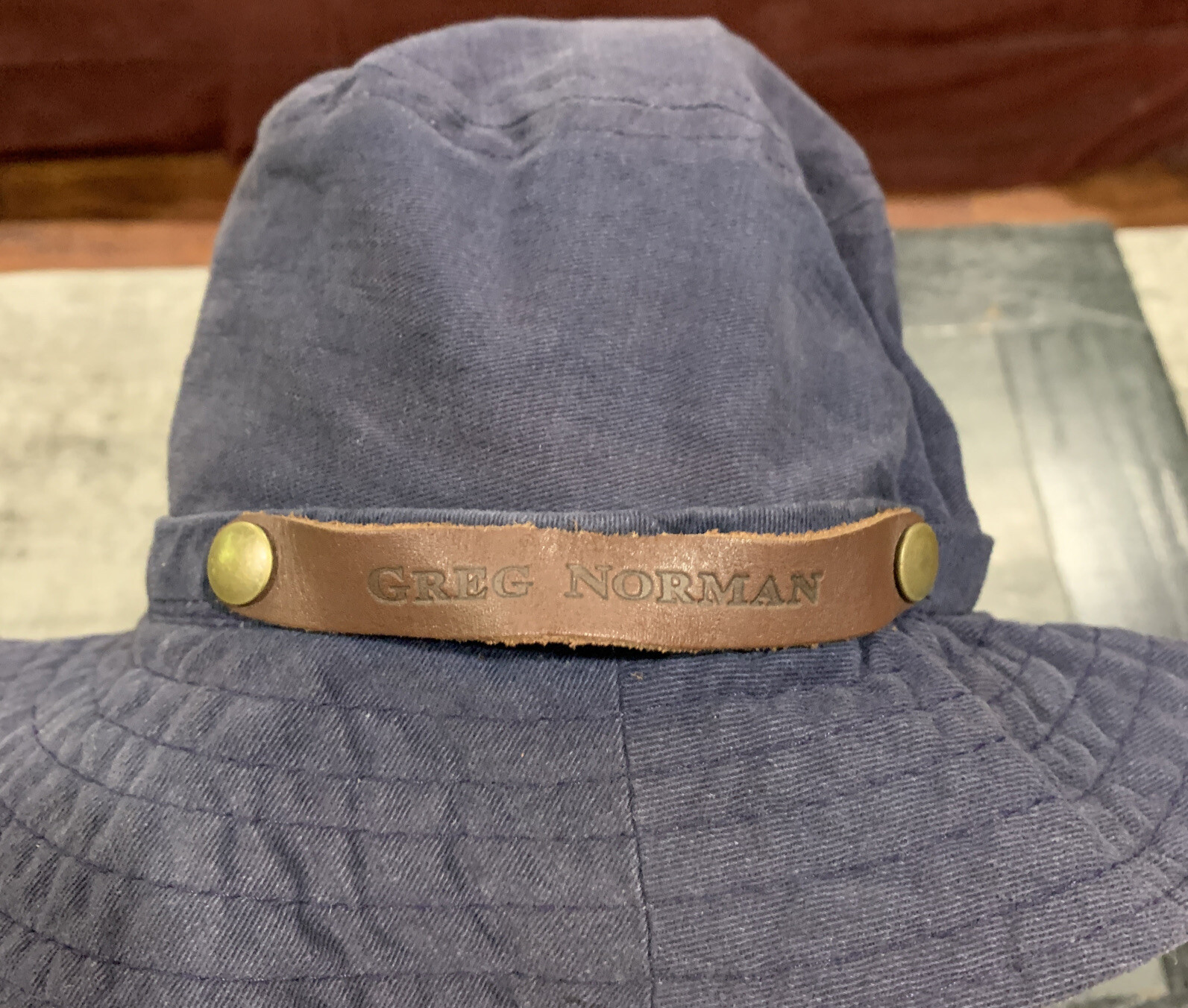 RARE Greg Norman Bucket Hat LEATHER STRAP Beach Sun C… - Gem