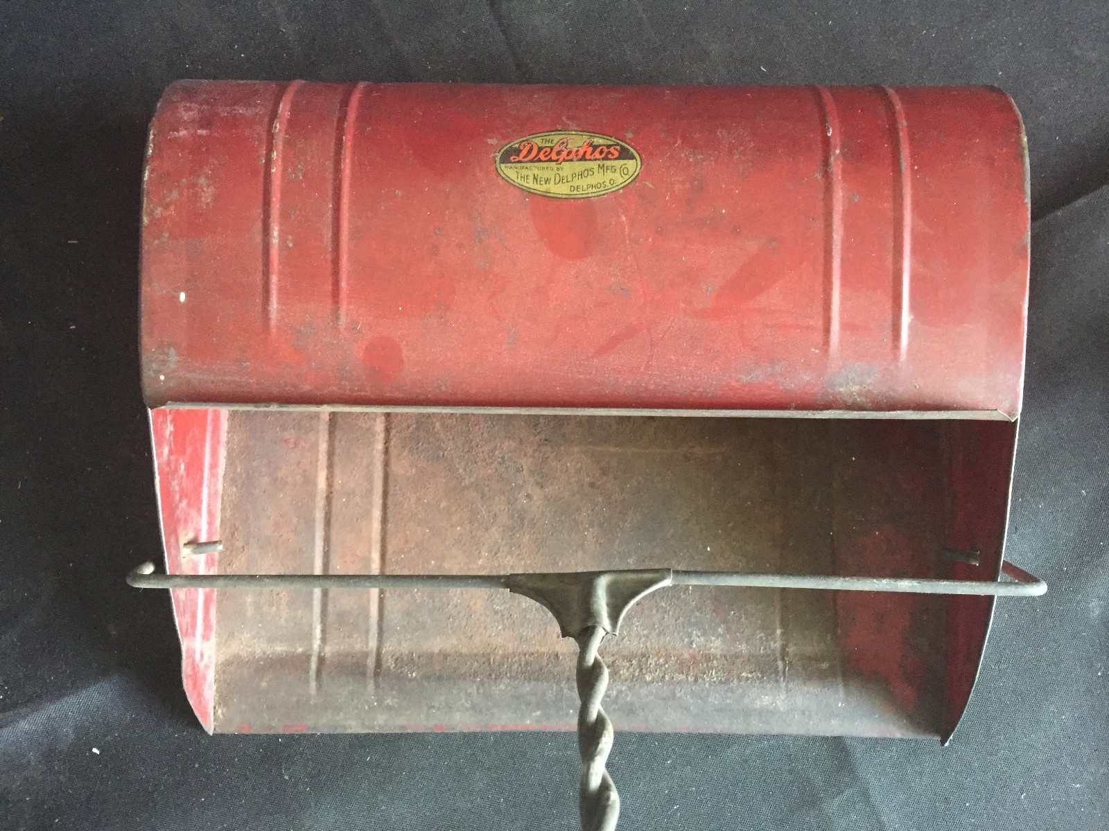 Antique Vintage Delphos Mfg. Co. Metal Dustpan Red w/ Long Twisted ...