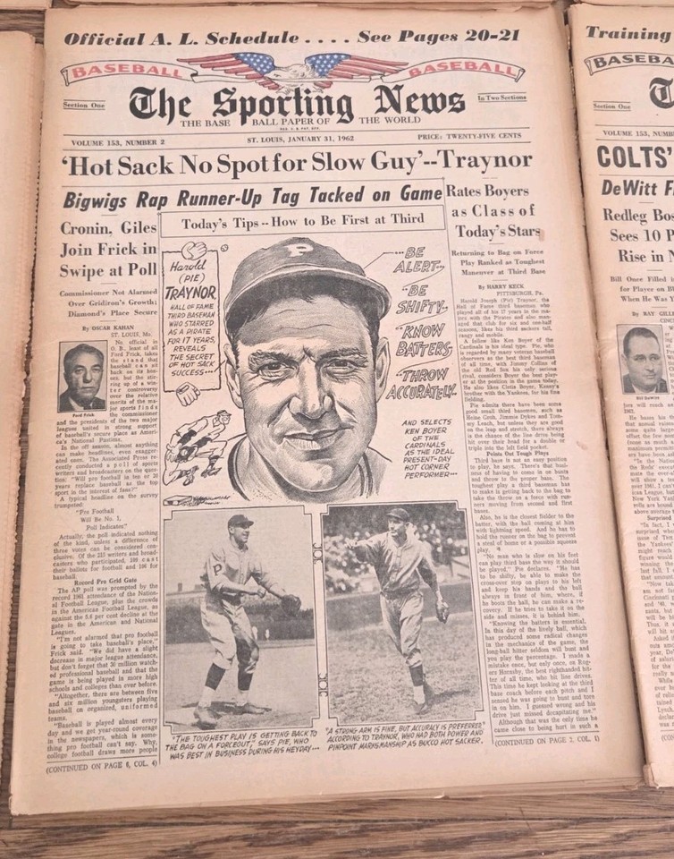 Lot 21 Vintage THE SPORTING NEWS Newspaper BASEBALL 1962 Various Dates ...