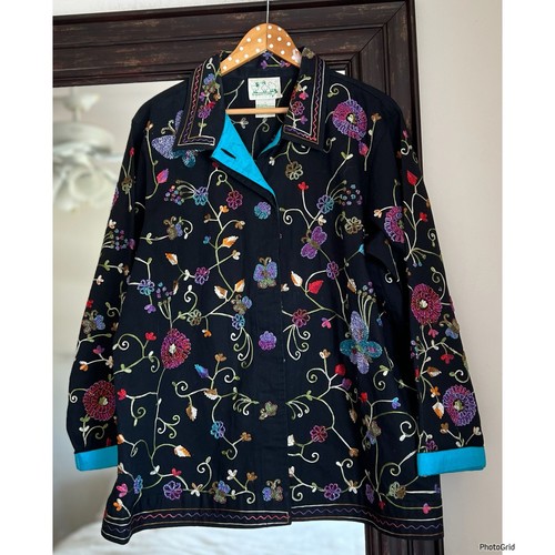 Vintage 90s Quacker Factory Women's Embroidered Beaded Jacket Large | eBay