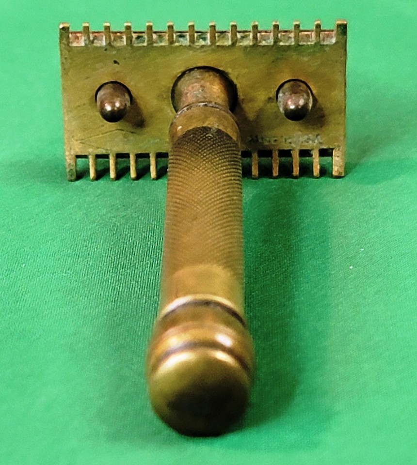 Vintage Gillette DE Safety Double Edge Razor 3-Piece Brass Open Comb ...