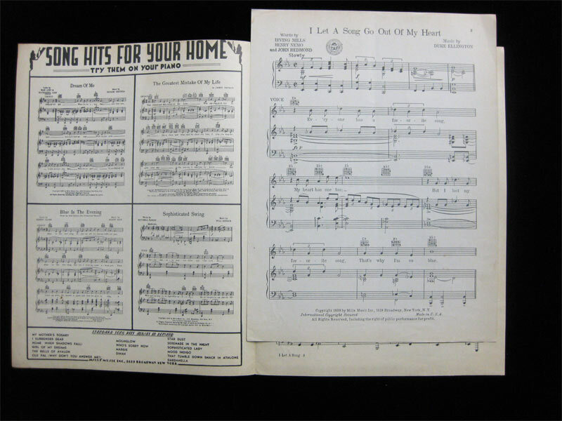 I Let a Song Go Out My Heart VTG Sheet Music 1938 Benny Goodman + Duke ...