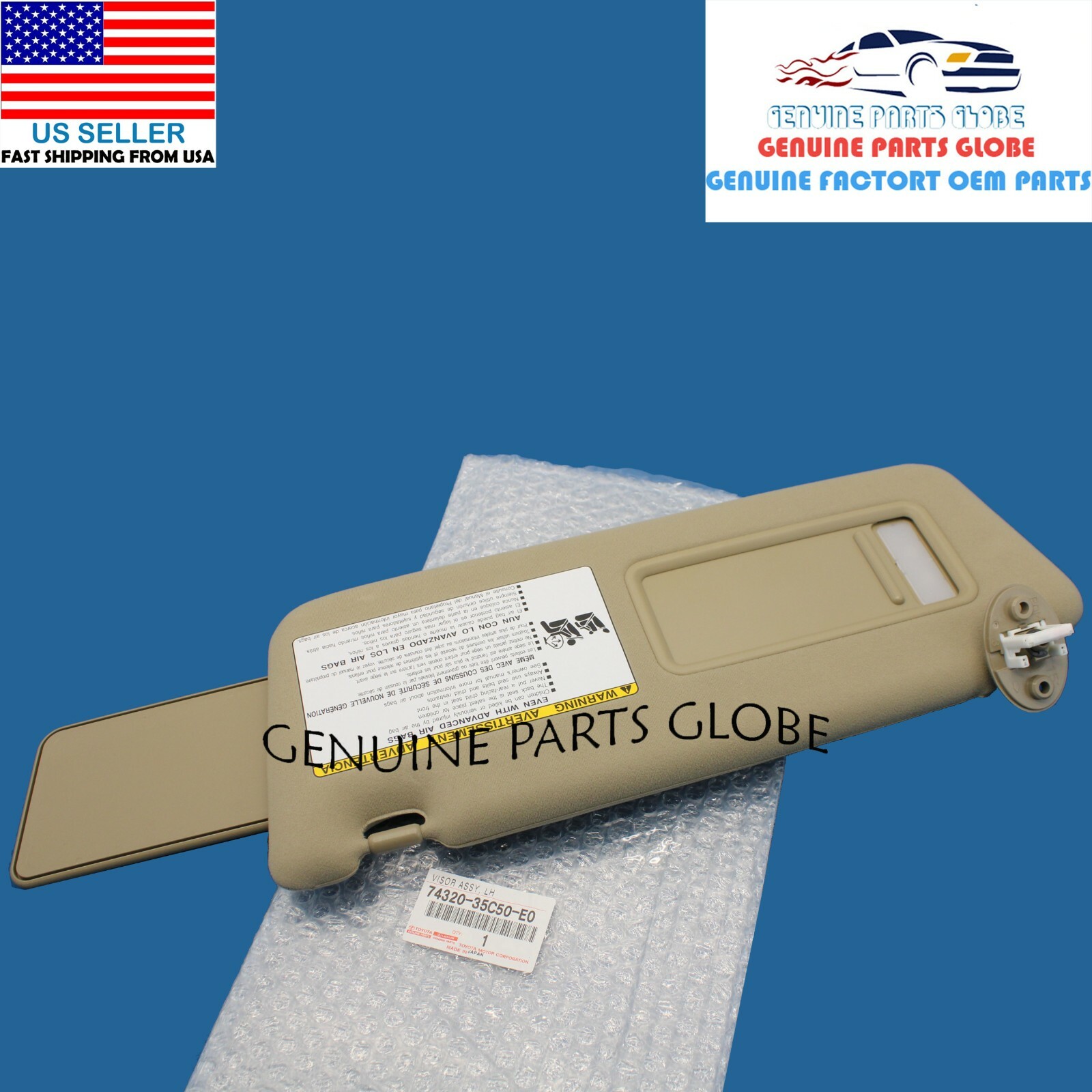 GENUINE TOYOTA 11-15 TACOMA DRIVER SAND BEIGE SUNVISOR W/LIGHT 74320 ...