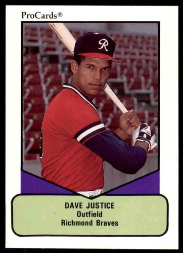 1990 PROCARDS DAVE JUSTICE ROOKIE RICHMOND BRAVES #418 | eBay