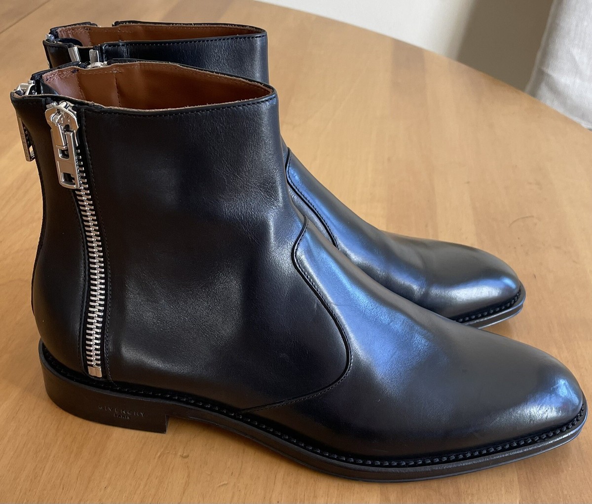 GIVENCHY MEN'S 3 ZIP BLACK LEATHER CHELSEA ANKLE BOOTS SHOES GIVENCHY MEN'S 3 ZIP BLACK LEATHER CHELSEA ANKLE BOOTS SHOES