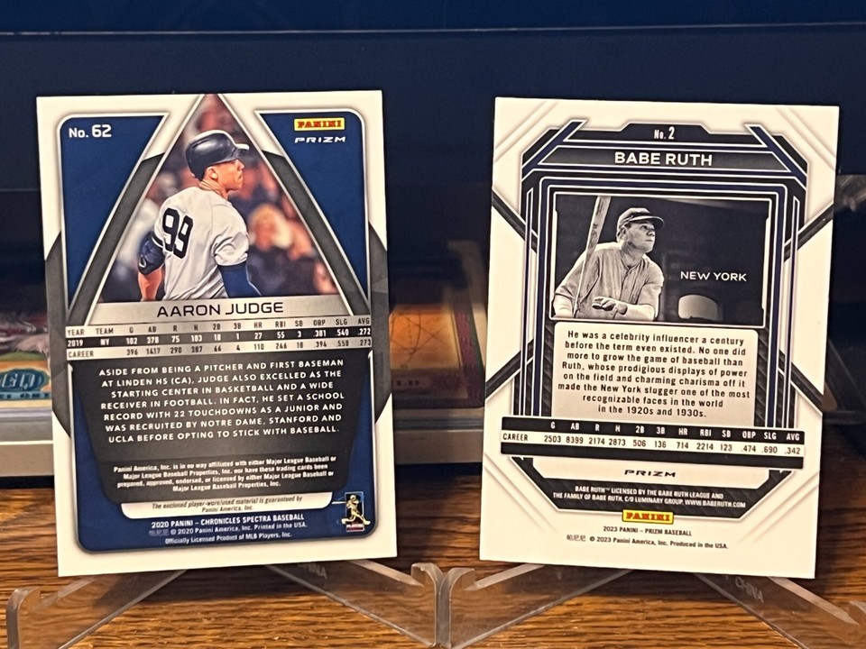AARON JUDGE 2020 Chronicles Spectra Silhouettes Jersey +2023 Babe Ruth ...
