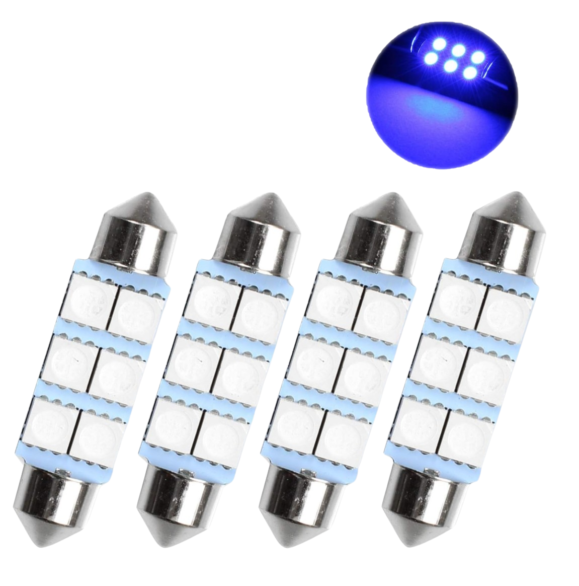 4pcs 41mm Blue 6SMD LED Bulb Car Interior Lamp DC 12V For Dome Map ...