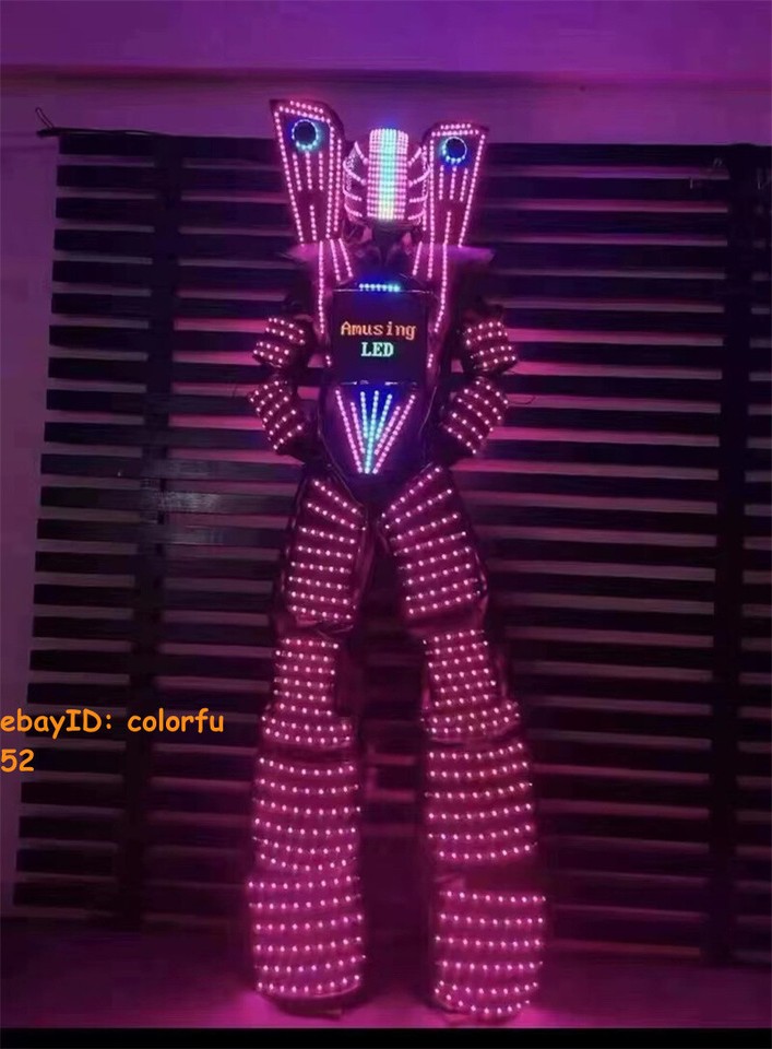 Illuminated Stilt Costume LED Robot Suit Armour Set DJ Party Show Light ...