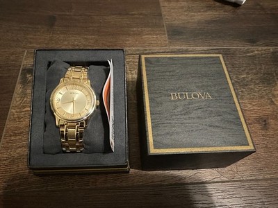 Bulova 97A120 Men's Classic Corporate Collection Gold Dial Watch ...