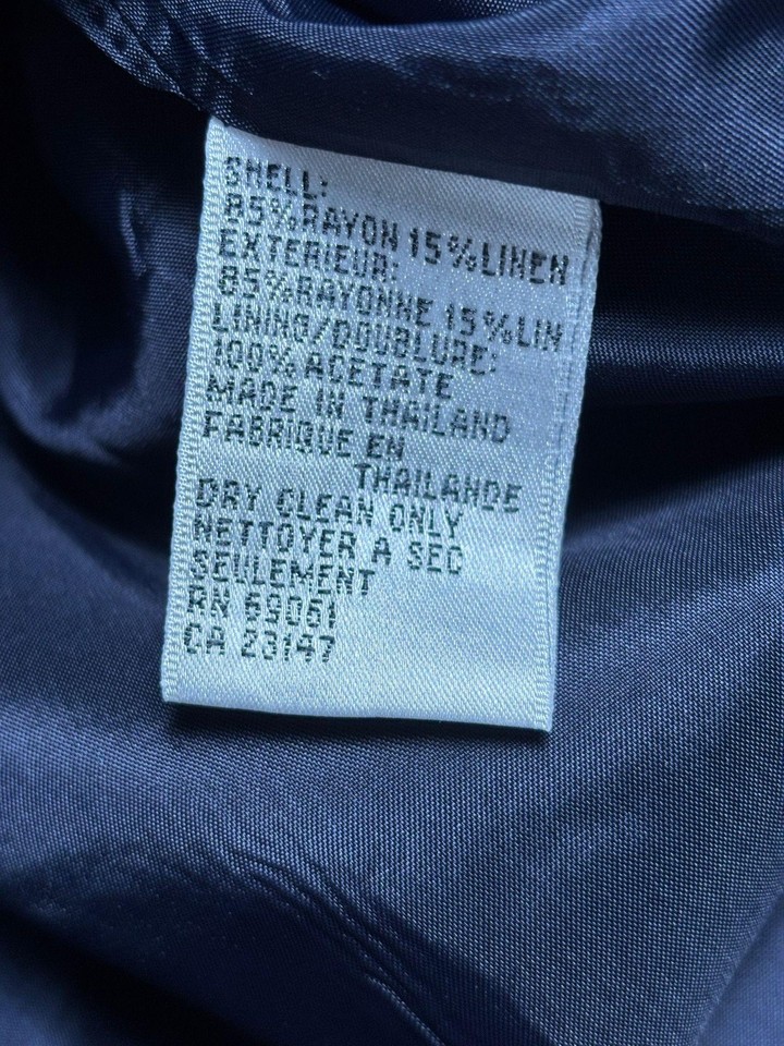 Talbots Blazer Womens 18 Navy Rayon Linen Blend One Button Notch Lapel ...