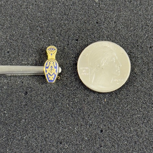 Masonic Lodge Widows's Slipper Blue Enamel Gold Tone Lapel Pin Pinback ...