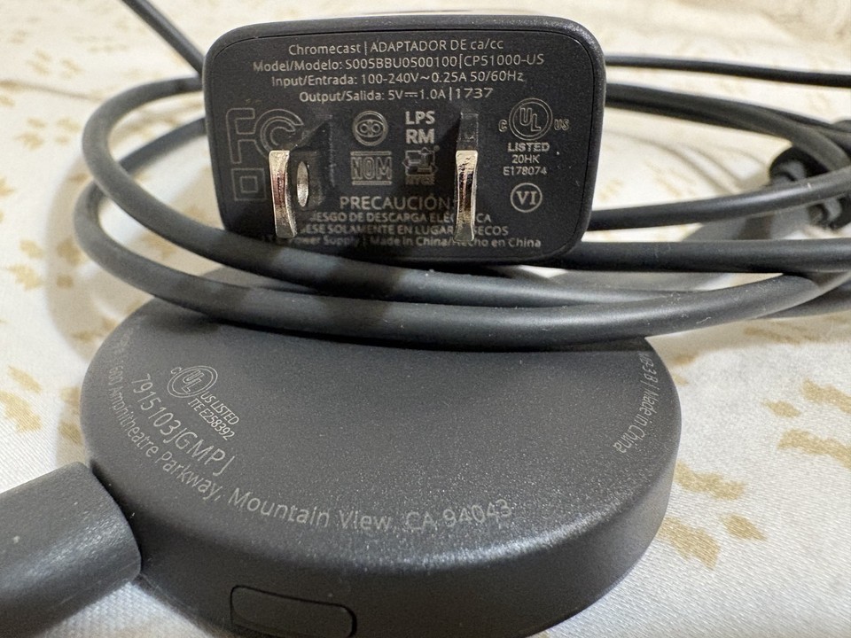 Google Chromecast 2nd Gen NC2-6A5 1080p w/ HDMI & Power Adapter Tested ...