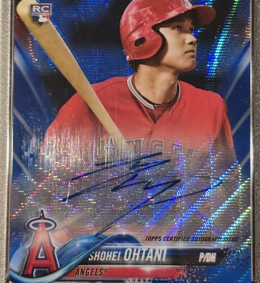 2018 Topps Chrome Shohei Ohtani Blue Wave RC Rookie Auto #'d /150 PSA ...