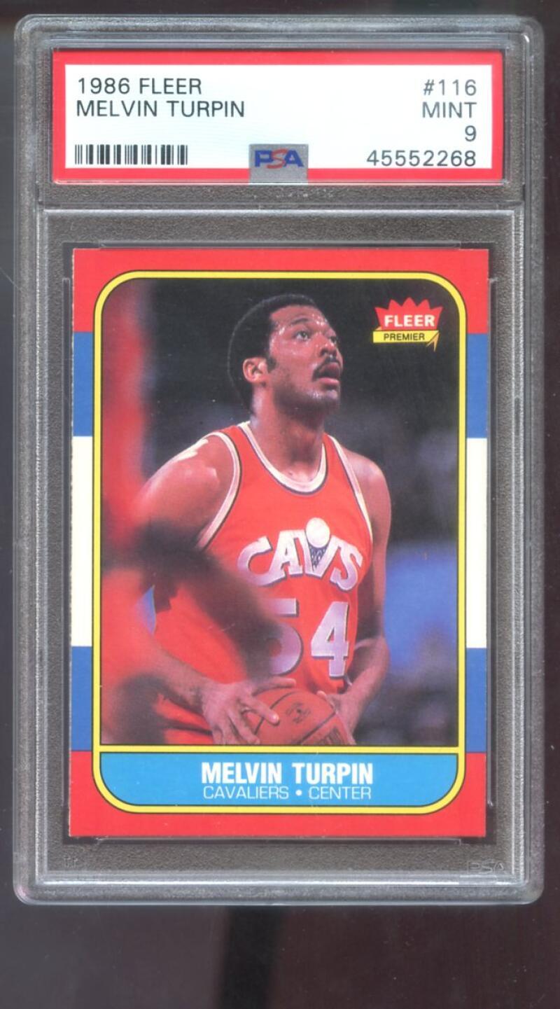 1986-87 Fleer #116 Melvin Turpin ROOKIE RC PSA 9 Graded Basketball Card ...