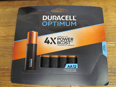 NEW FACTORY SEALED DURACELL OPTIMUM AA BATTERIES 12 PACK - 12 PCS FREE ...