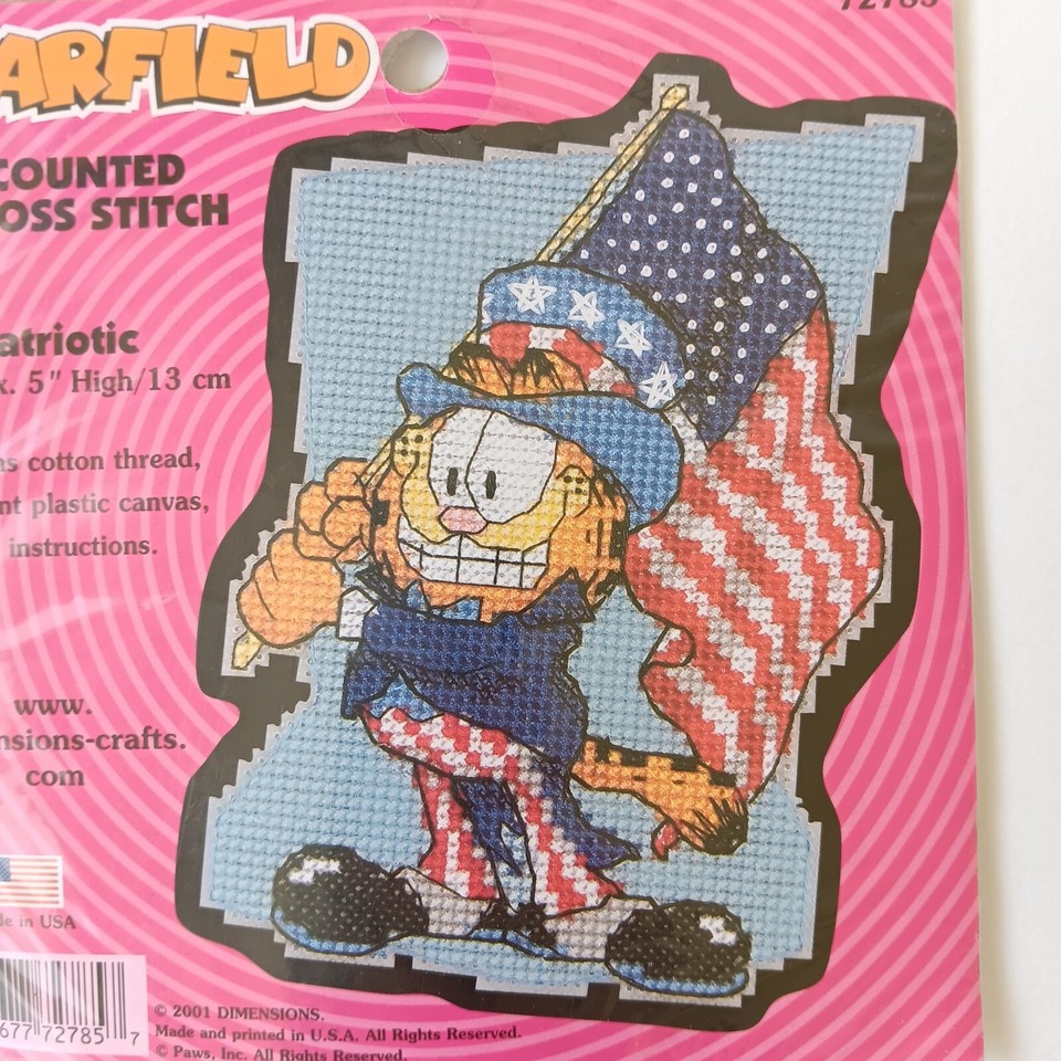 Dimensions Garfield So Patriotic Plastic Canvas Cross Stitch Kit 5" | eBay