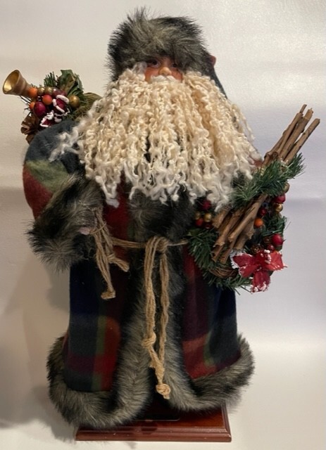 Old World St Nicholas Standing Santa Figurine on Wood Base Plaque 19.5 ...