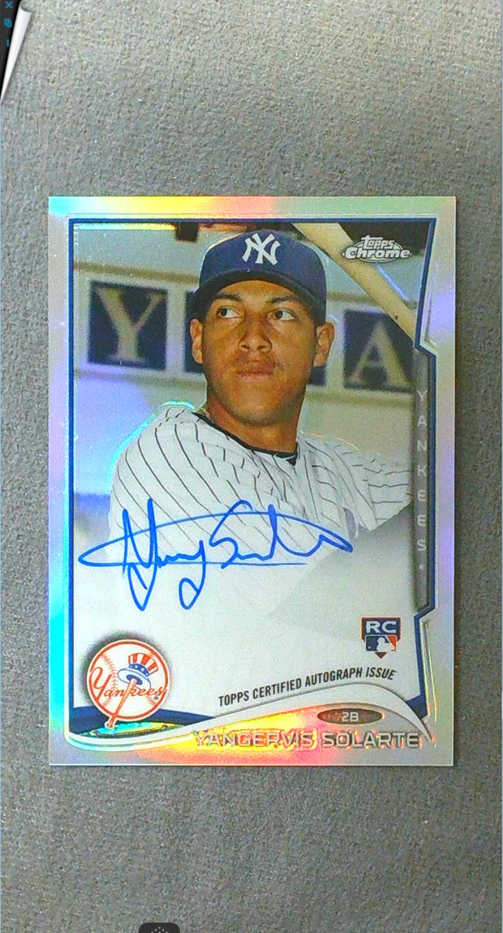 2014 Topps Chrome Rookie Refractor Autograph #126 Yangervis Solarte ...