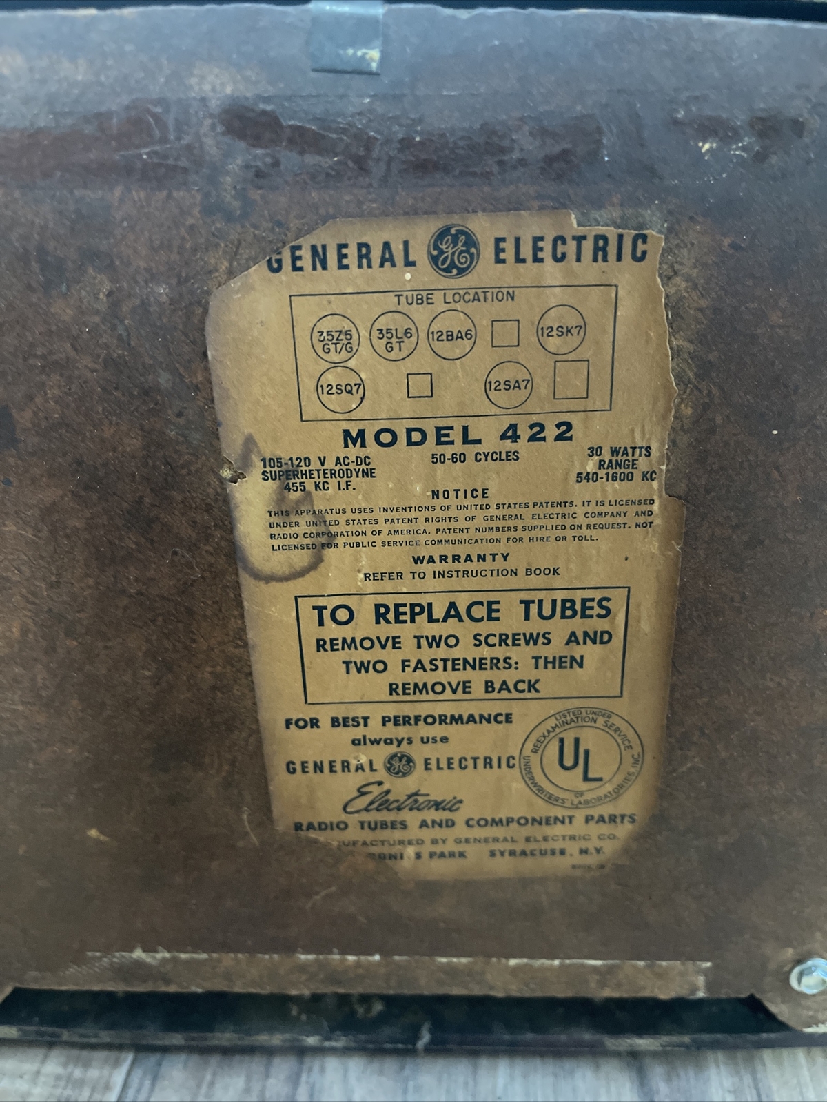 Antique Tube Radio General Electric Model 422 | eBay