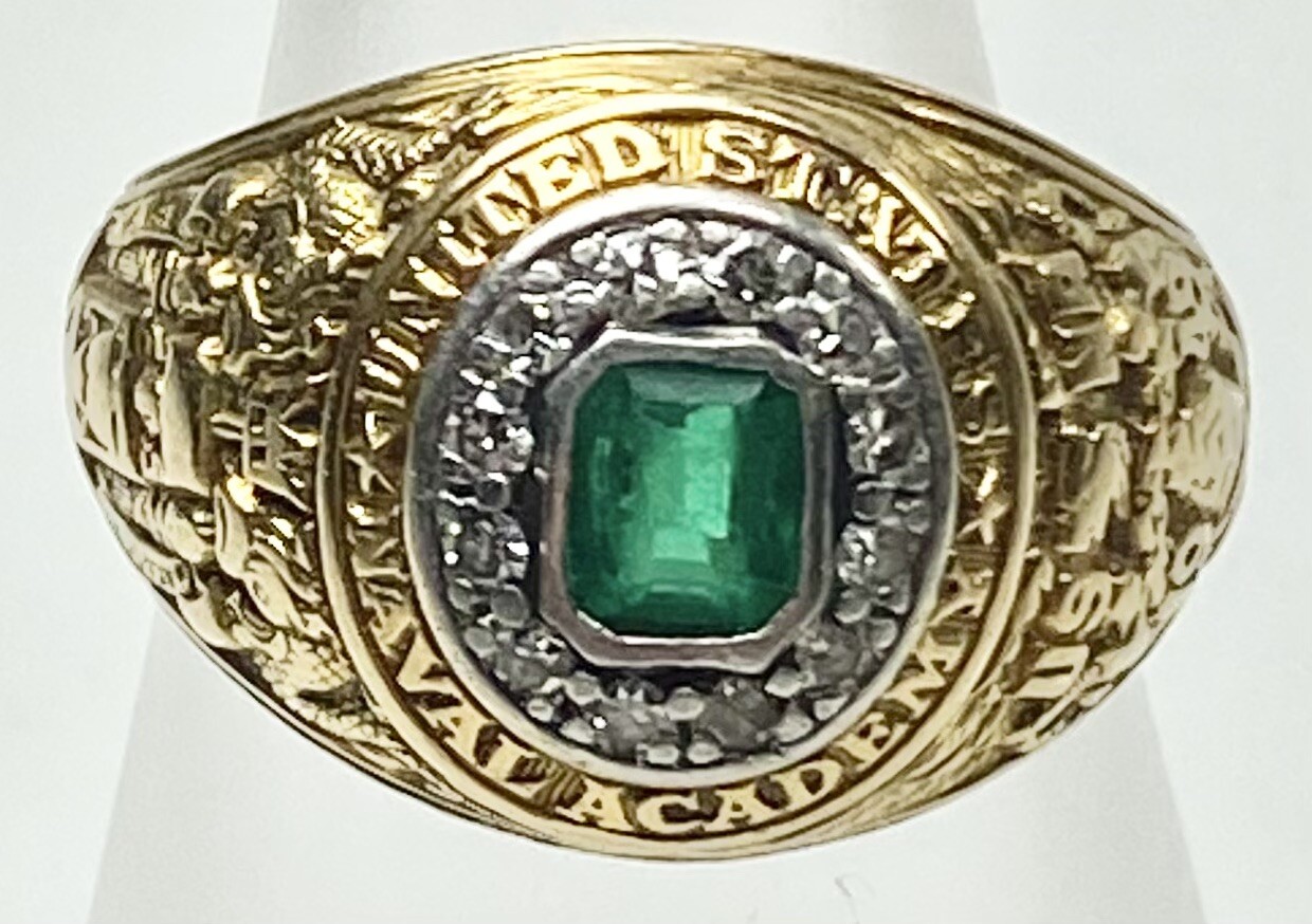 1949 14K USNA EMERALD DIAMOND CLASS SWEETHEART US NAVAL ACADEMY ...