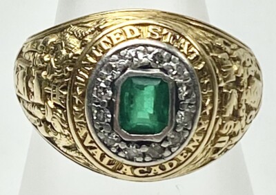 1949 14K USNA EMERALD DIAMOND CLASS SWEETHEART US NAVAL ACADEMY ...