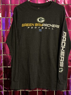 Green Bay Packers Majestic Mens Lge Gray Long Sleeve Crew Neck NFL ...