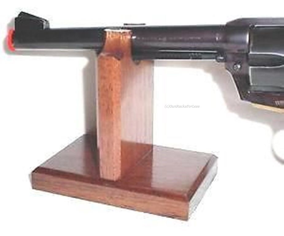Walnut Wood Gun Rack Revolver Handgun Pistol Stand Display - Plain Base ...