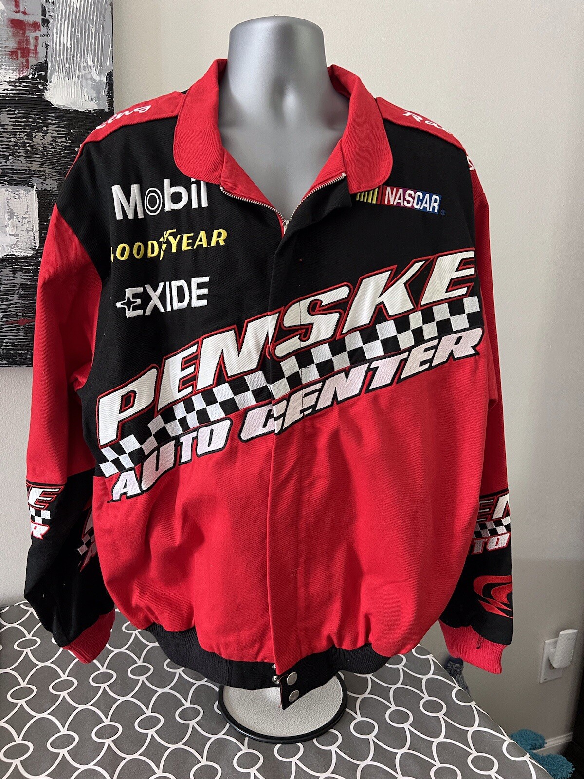 Vintage Penske Racing Jacket, Red & Black, Size 2XL, - Gem