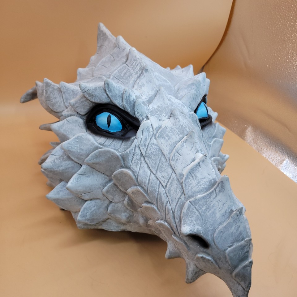 Full Overhead Mask White Ice Dragon Mask Latex Game of Thrones ...