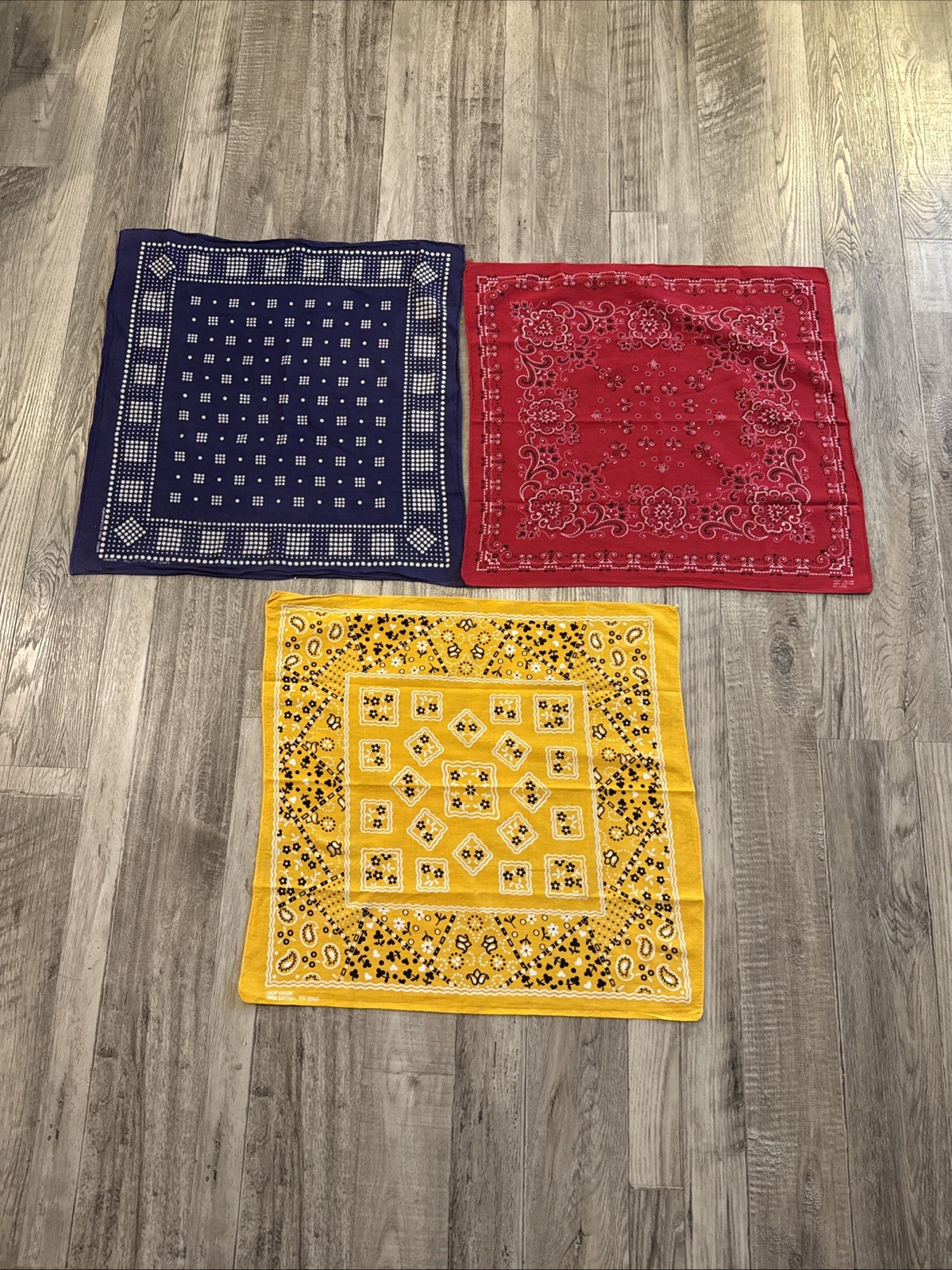 Vintage Fast Color Bandana ** Tower ** Polka Dot + 2 Fast Color Selvage ...