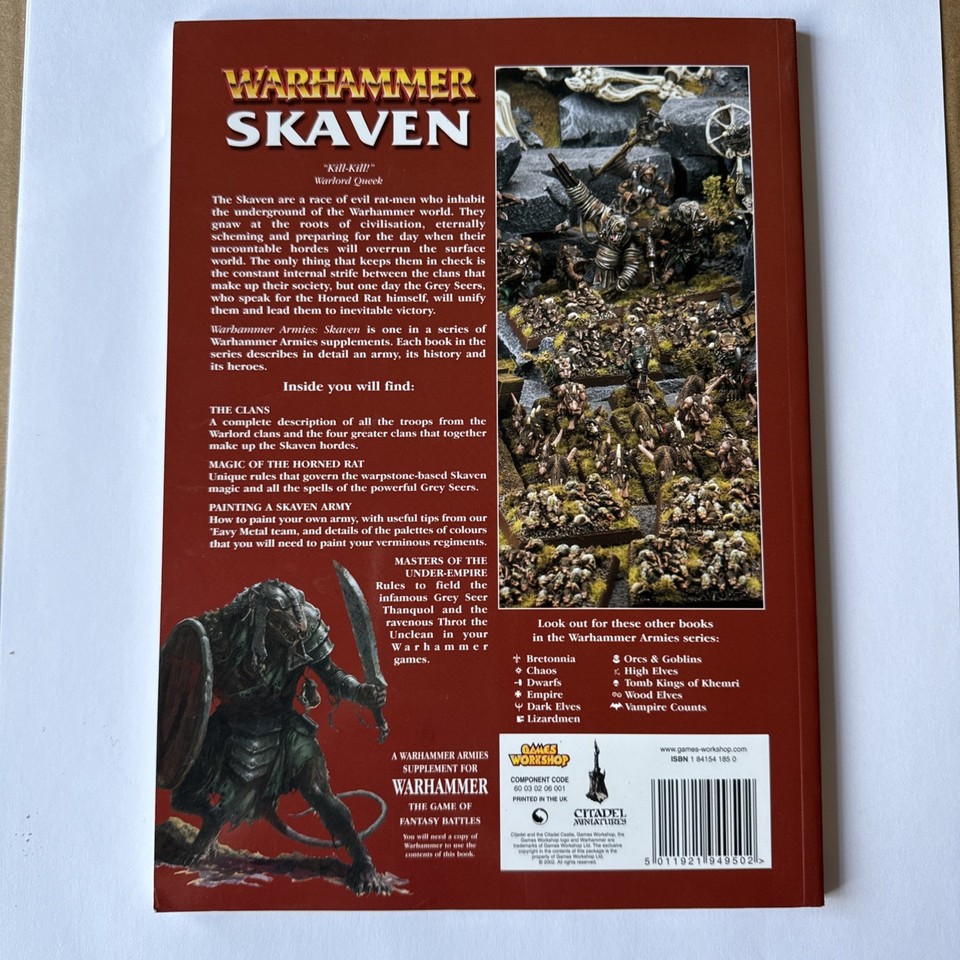 Warhammer Fantasy Battle Skaven Army Book 2002 Games Workshop | eBay UK
