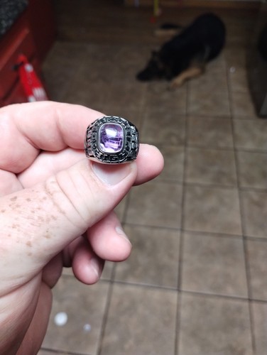 Men's Class Ring Purple Stone Valadium By R Johns LTD | eBay