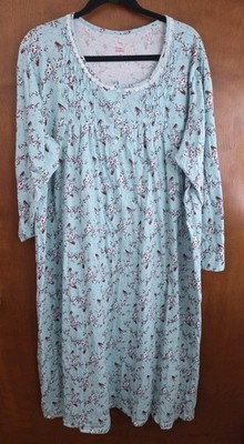 Moon Beams Nightgown Blue/Green With Cardinals 3/4 Sleeve Size 3XL | eBay